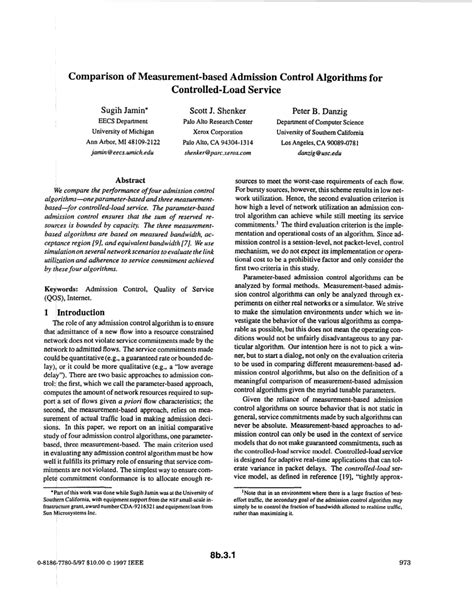 pdf comparison of measurement based admission control algorithms