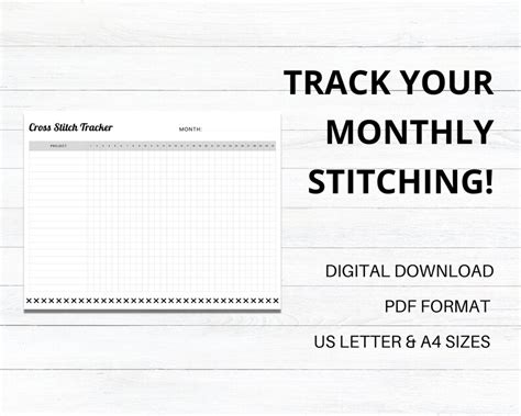 Printable Cross Stitch Monthly Habit Tracker Cross Stitch Planner