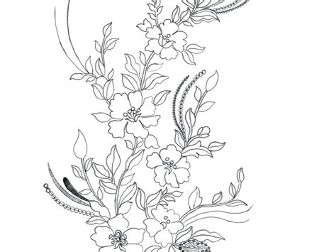 花朵线型白描图服装高定蕾丝礼服图案设计 一雯子一 站酷ZCOOL