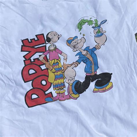 Popeye The Sailor Man 90s Washed White T Shirt Parallel