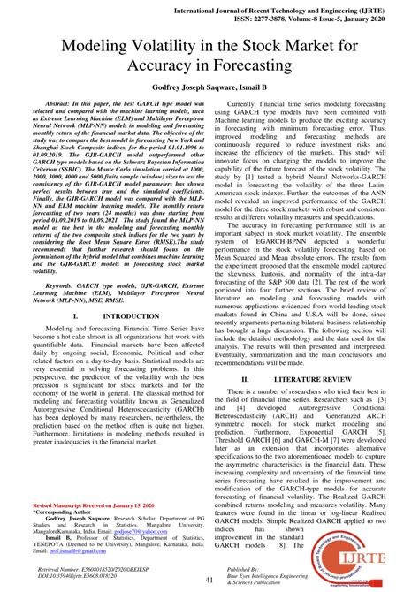 Pdf Modeling Volatility In The Stock Market For Accuracy In Forecasting