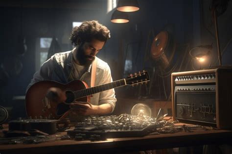 Premium Photo A Musician Tuning Instruments Before A Generative Ai