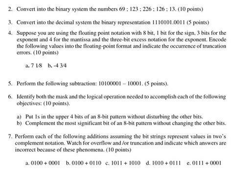 Solved 2 Convert Into The Binary System The Numbers 69