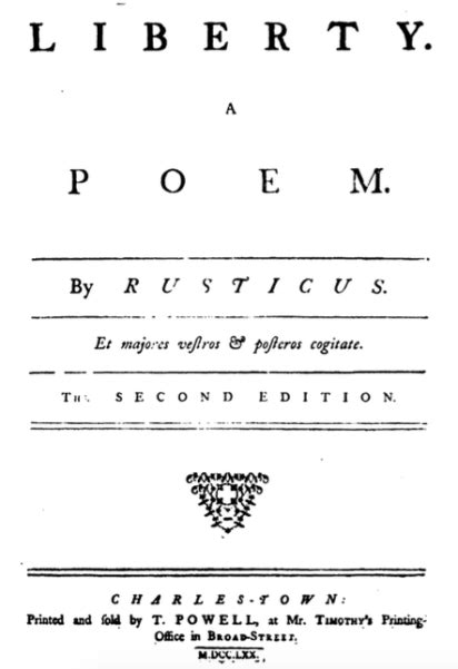 Liberty Or Death” Violence Slavery And Poetry In Pre Revolutionary