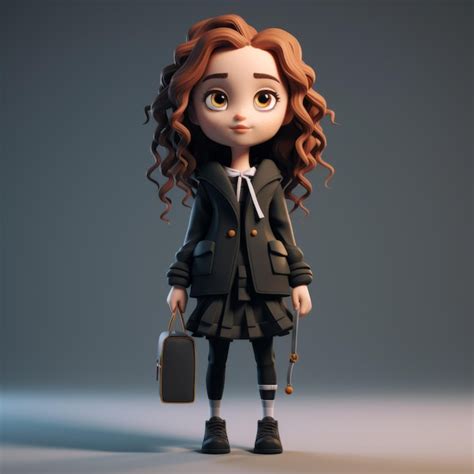 Premium Photo Minimalist 3d Character Abigail With Animeinspired Design