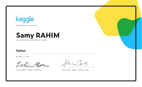 Samy Rahim On Linkedin Ive Completed The Python Course On Kaggle