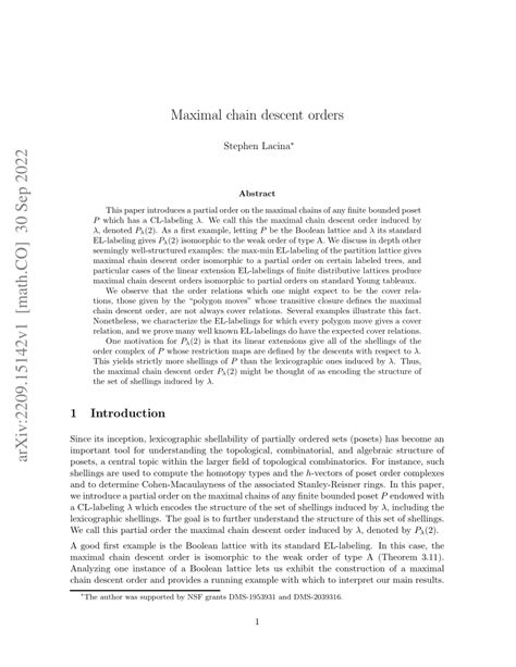 Pdf Maximal Chain Descent Orders