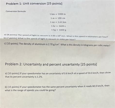 Solved Problem Unit Conversion Points Conversion Chegg Com