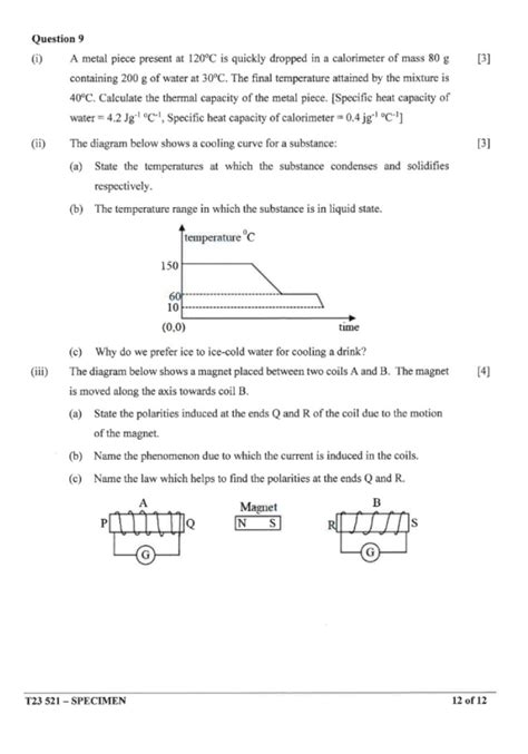 Icse Physics Specimen Paper 2023 With Solutions Answer Key