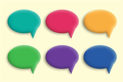 다채로운 3d 음성 거품 채팅 아이콘 타원형 세트 컬렉션 포스터 및 스티커 개념 배너 벡터 3차원 형태에 대한 스톡 벡터 아트