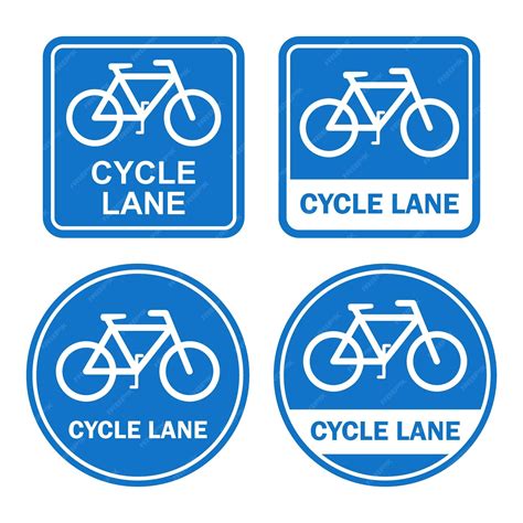 Premium Vector Cycle Lane Blue Set Bundle Printable Template Flat