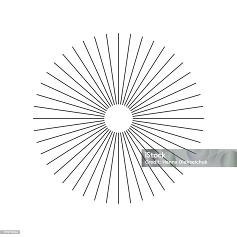 방사형 원 선 템플릿입니다 방사형 줄무늬가 있는 스포크 원형 선 플랫 요소 태양 별 광선의 상징 미니멀리스트 요소를 디자인하십시오 추상적 인 환상 기하학적 인 현대적인 모양