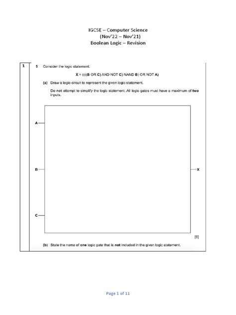 Boolean Logic Revision Pdf