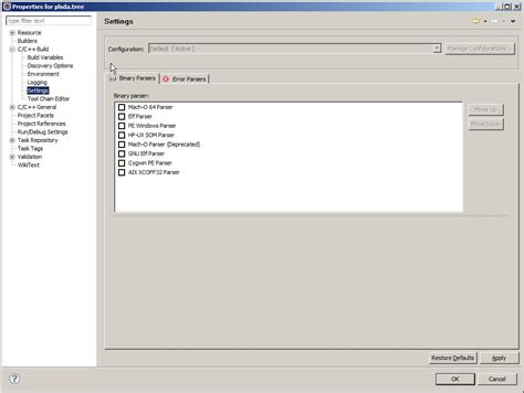 Cc Build Settings In Eclipse Stack Overflow