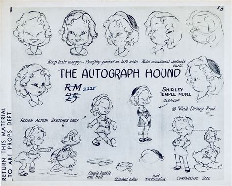 “the Autograph Hound” Shirley Temple Model Sheet Rko Disney 1939
