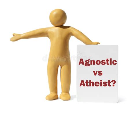 Agnostic Vs Atheist Yellow Plasticine Human Figure With Card Isolated