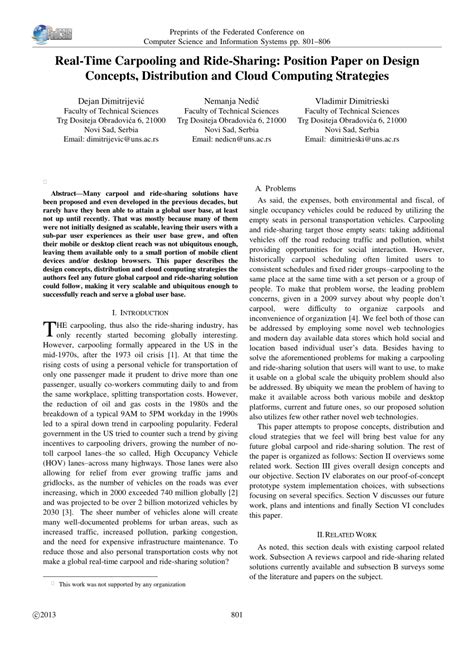 Pdf Real Real Time Carpooling And Ride Sharing Position Paper On