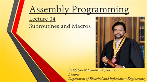 Assembly Programming Lecture 4 Subroutines And Macros Youtube