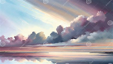 Generative Ai Horizon Hues A Serene Abstract Cloudscape Of Soft