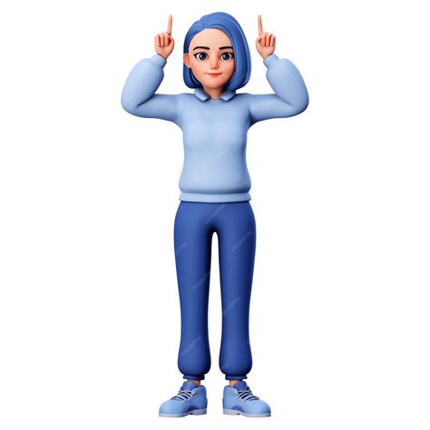 Premium Photo Cute Chubby Cartoon Character With Pointing Up Gesture