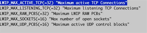 Unable To Get More Than 13 Simultaneous Tcp Connections Despite Lwip