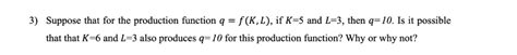 Solved Suppose That For The Production Function Q F K L