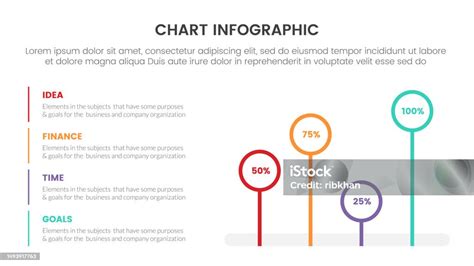 4점 목록과 백분율 또는 백분율 벡터에 대한 원 모양이 있는 슬라이드 프레젠테이션을 위한 인포그래픽 차트 개념 가득 찬에 대한 스톡 벡터 아트 및 기타 이미지 Istock