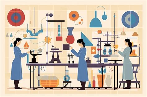 Premium Vector Women Lab Work Scientific Instruments
