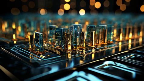 Close Up Of A Microcircuit With Blue Neon Stock Footage Video Of Light Futuristic 320497560