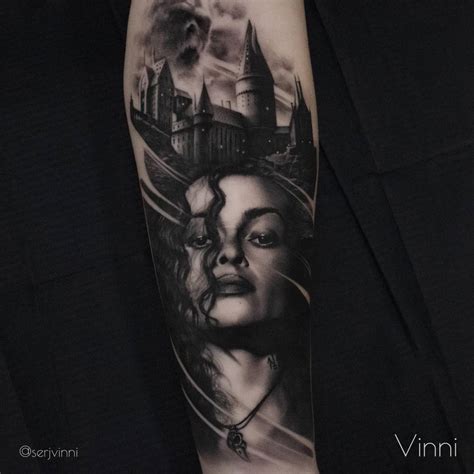 Bellatrix Lestrange Portrait Tattoo Located On The
