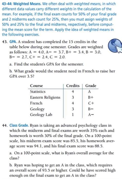 Solved 43 44 Weighted Means We Often Deal With Weighted