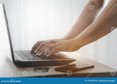 Business Man Hand Typing Laptop Keyboard Stock Photo Image Of Finance Office