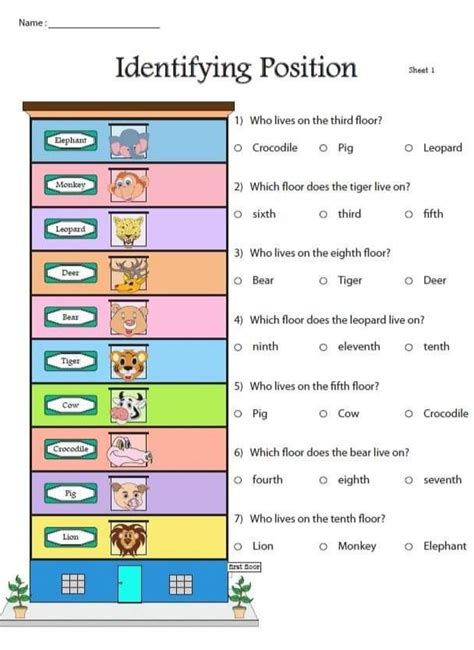 Identify Position Of Object Math Worksheet For Kindergarten And