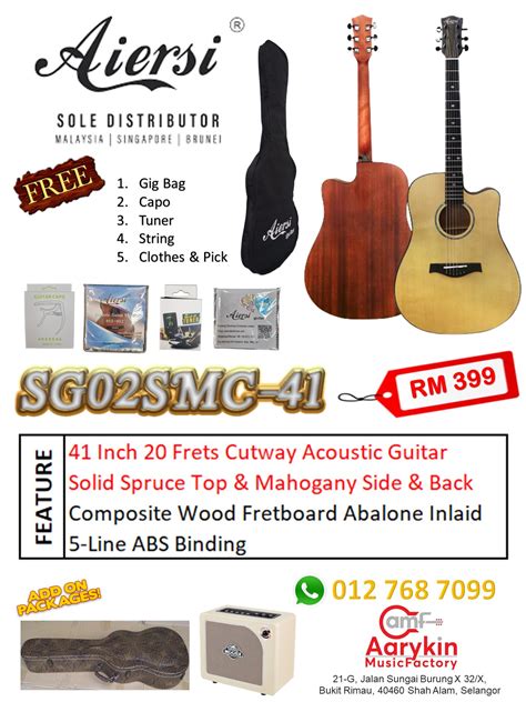 Aiersi Solid Spruce Top Acoustic Guitar Sg02smc 41 Aarykin Music