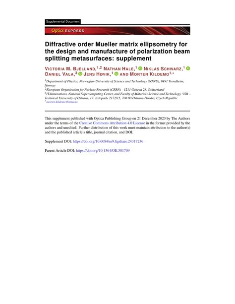Pdf Diffractive Order Mueller Matrix Ellipsometry For The Design And