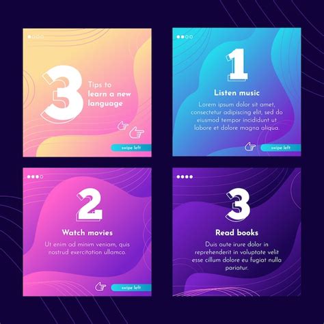 인스 타 그램 포스트 컬렉션 테마 팁 무료 벡터