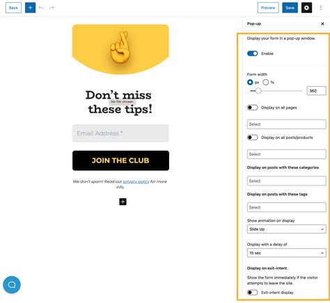 How To Create A Pop Upslider Form Docs For Mailpoet Version 3
