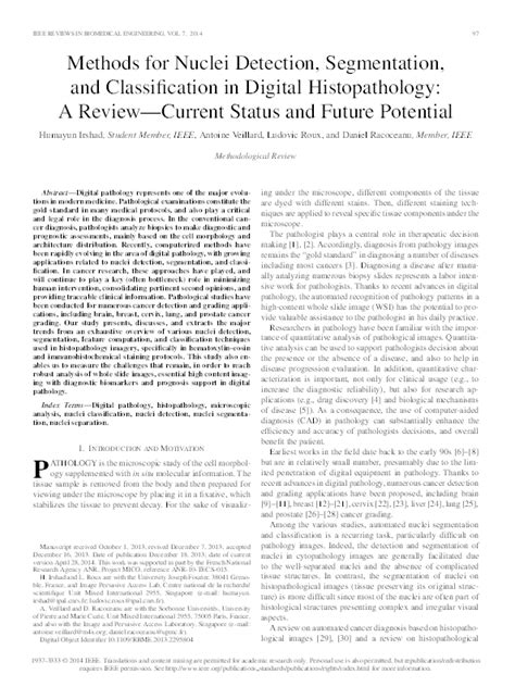 Pdf Methods For Nuclei Detection Segmentation And Classification In