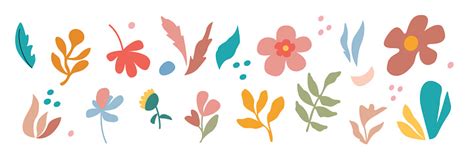 추상적인 식물 모양 세트 마티스 스타일 식물 꽃 나뭇잎 종이 컷 콜라주 패턴 엽서 장식 인쇄 표지 벽지를 위한 현대적인 디자인 벡터 요소 0명에 대한 스톡 벡터 아트 및