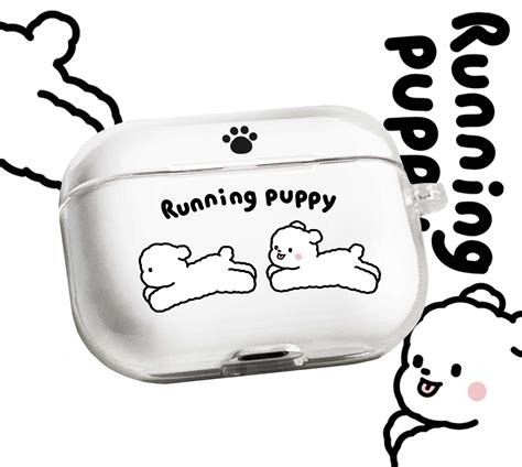 강아지 말티즈 비숑 일러스트 에어팟프로2 123세대 화이트 옐로 오렌지 핑크 노랑 민트 퍼플 네이비 블랙 투명하드 반투명 젤리