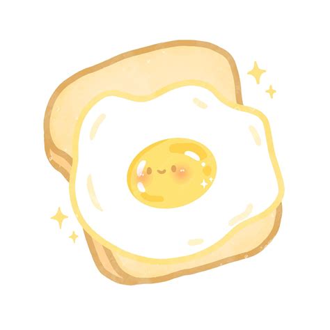 Premium Vector Cute Kawaii Egg On The Toast Illustration Drawing