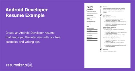 Android Developer Resume Example Free Guide