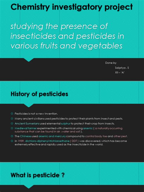 Studying The Presence Of Insecticides And Pesticides In Various Fruits