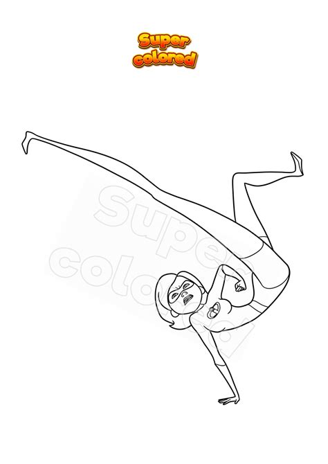 Coloring Page Elastigirl Kicks