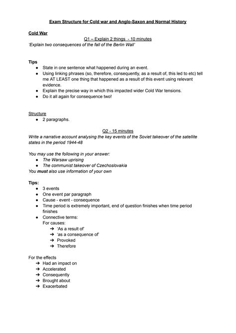 Solution Edexcel Gcse History Exam Structure Paper 2 Anglo Saxon And Norman England Cold War