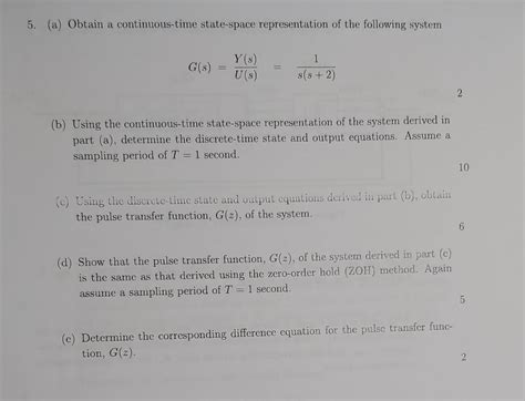 solved a obtain a continuous time state space