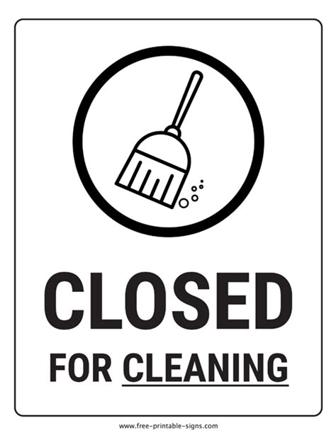 Printable Closed For Cleaning Sign Free Printable Signs