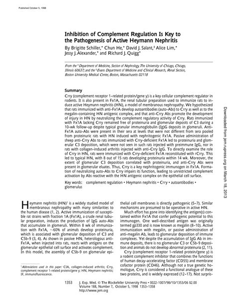 Pdf Inhibition Of Complement Regulation Is Key To The Pathogenesis Of