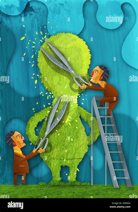 Illustrative Image Of Businessman Cutting Tree Representing Cost Cutting Stock Photo Alamy