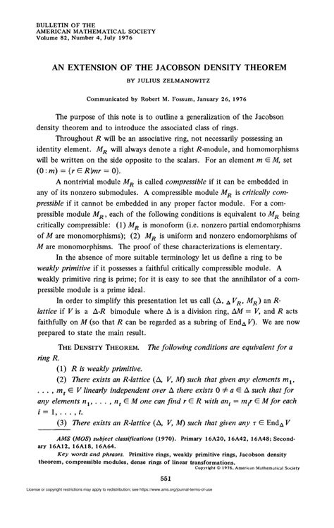 Pdf An Extension Of The Jacobson Density Theorem